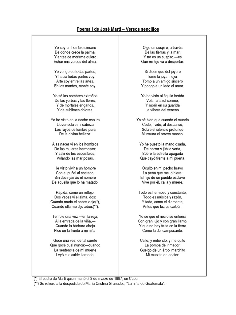 Poema I de José Martí | PDF