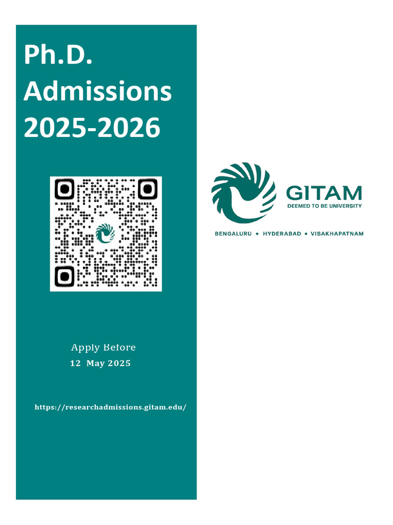 GITAM University PhD Admissions 2025-2026 | PDF | Academic Degree | Doctor Of Philosophy