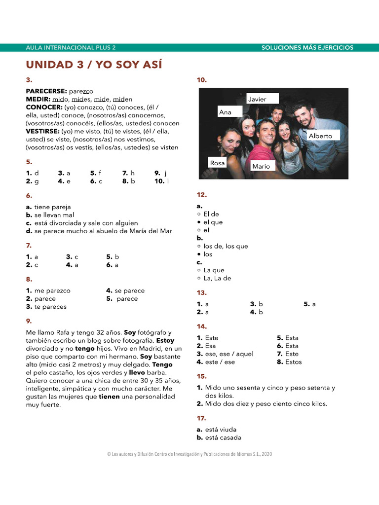 Solucion Unidad 3 Aula Plus 4 | PDF