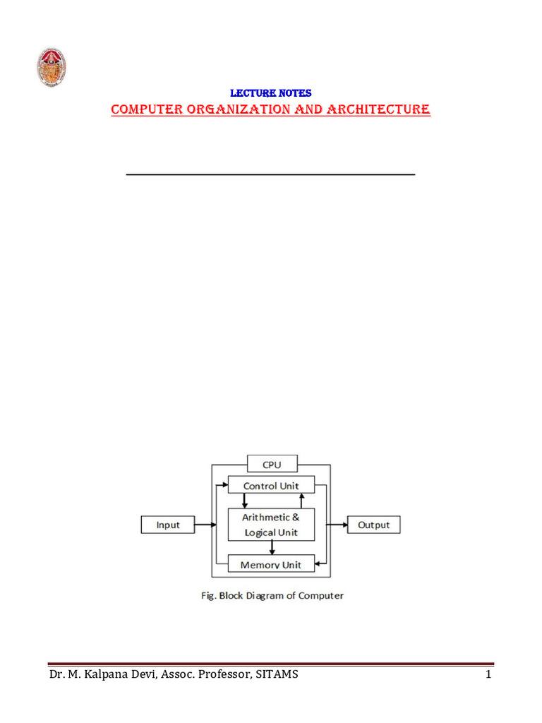 COA Lecture Notes | PDF | Integrated Circuit | Logic Gate