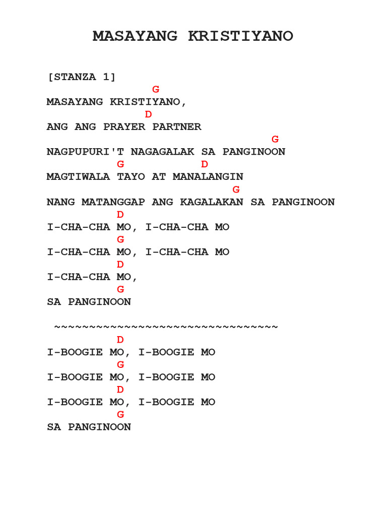 Masayang Kristiyano Chords | PDF