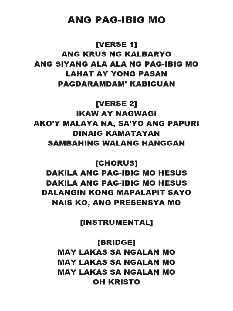 Ang Pag Ibig Mo Lyrics | PDF