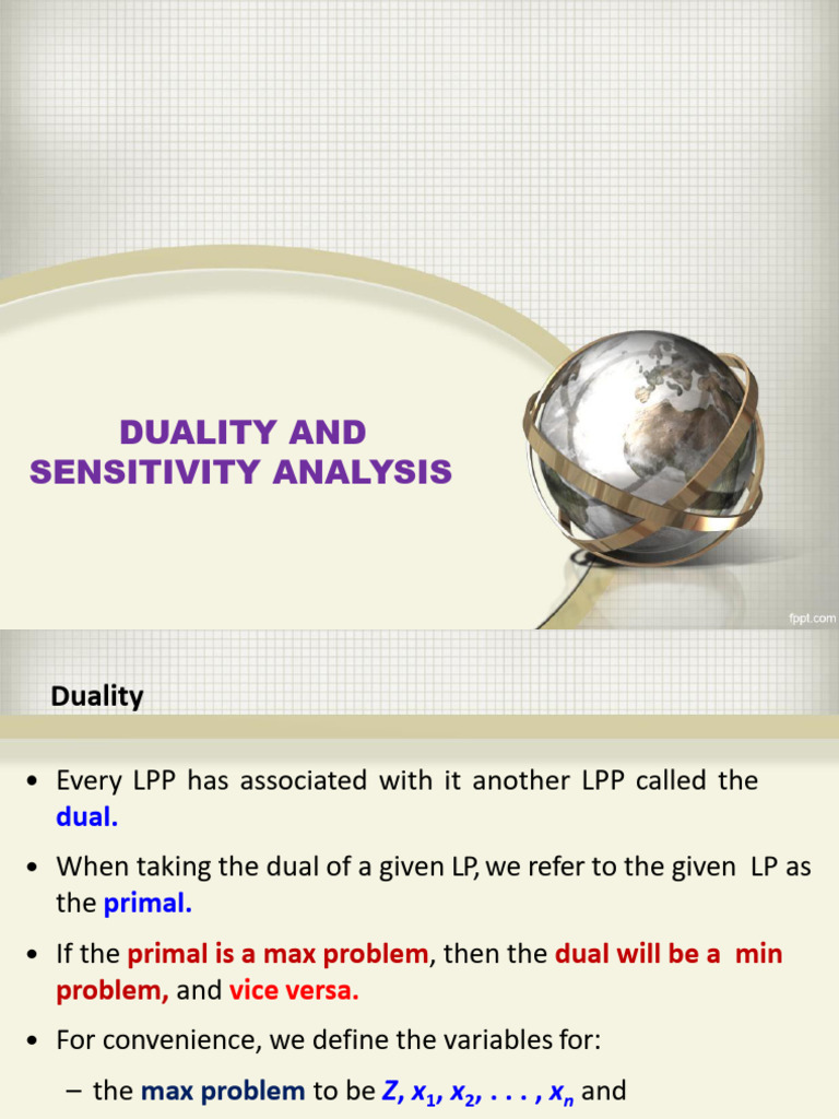 Duality and Sensetivity Analysis | PDF | Applied Mathematics ...
