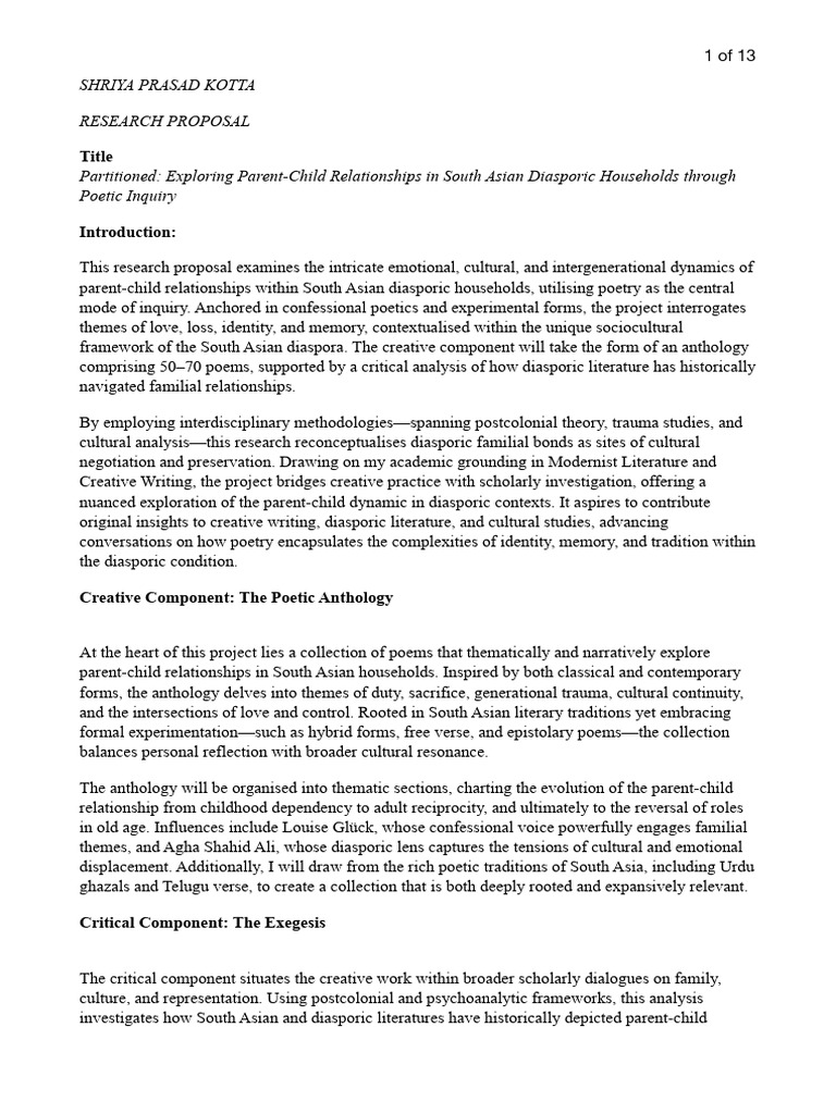 Creative Writing PHD Research Proposal 2025 | PDF | Postcolonialism ...