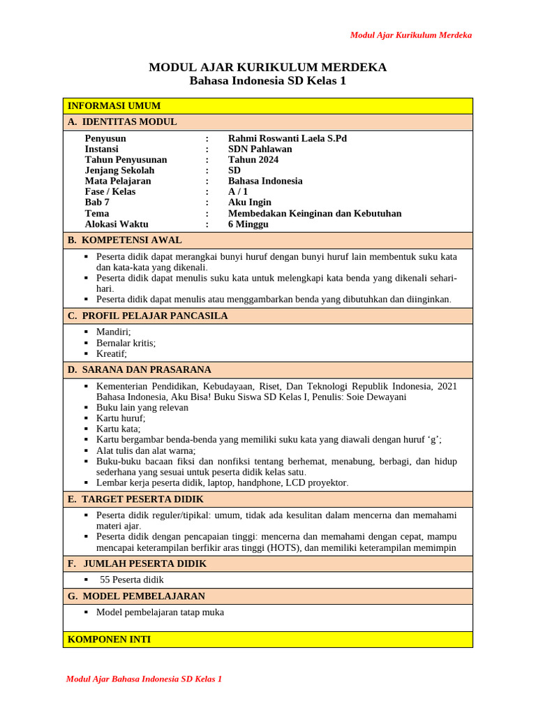 Modul Ajar B.IND BAB 7 | PDF