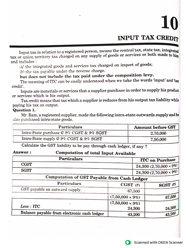 Input Tax Credit | PDF