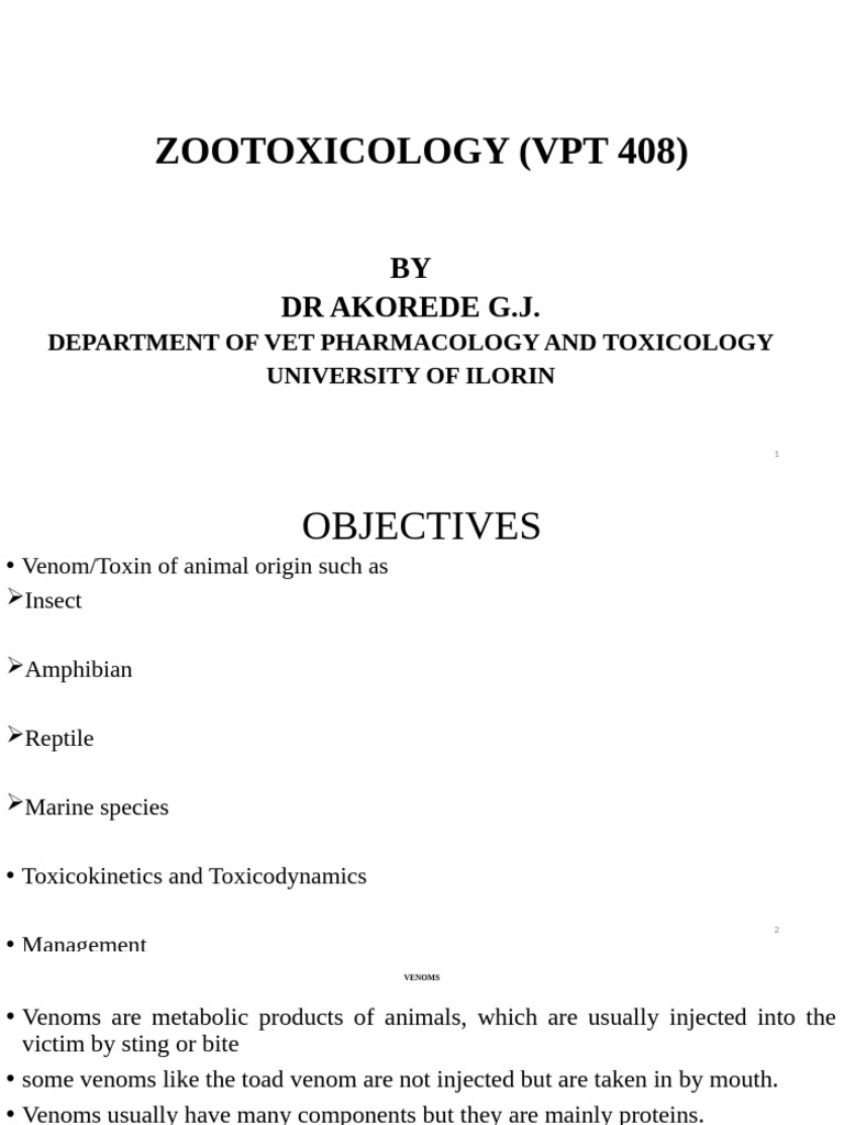 Zootoxicology (VPT 404) | PDF