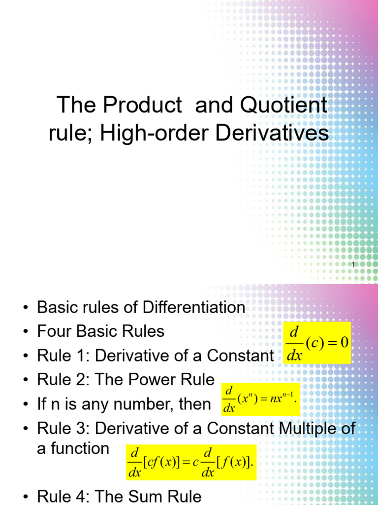 6 Product and Quotient Rule High Order | PDF