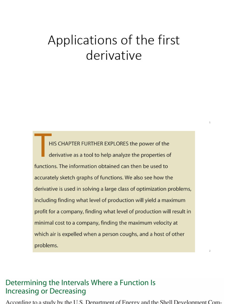 8. Applications of the First Derivative (1) | PDF