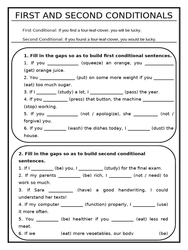 FIRST AND SECOND CONDITIONALS | PDF