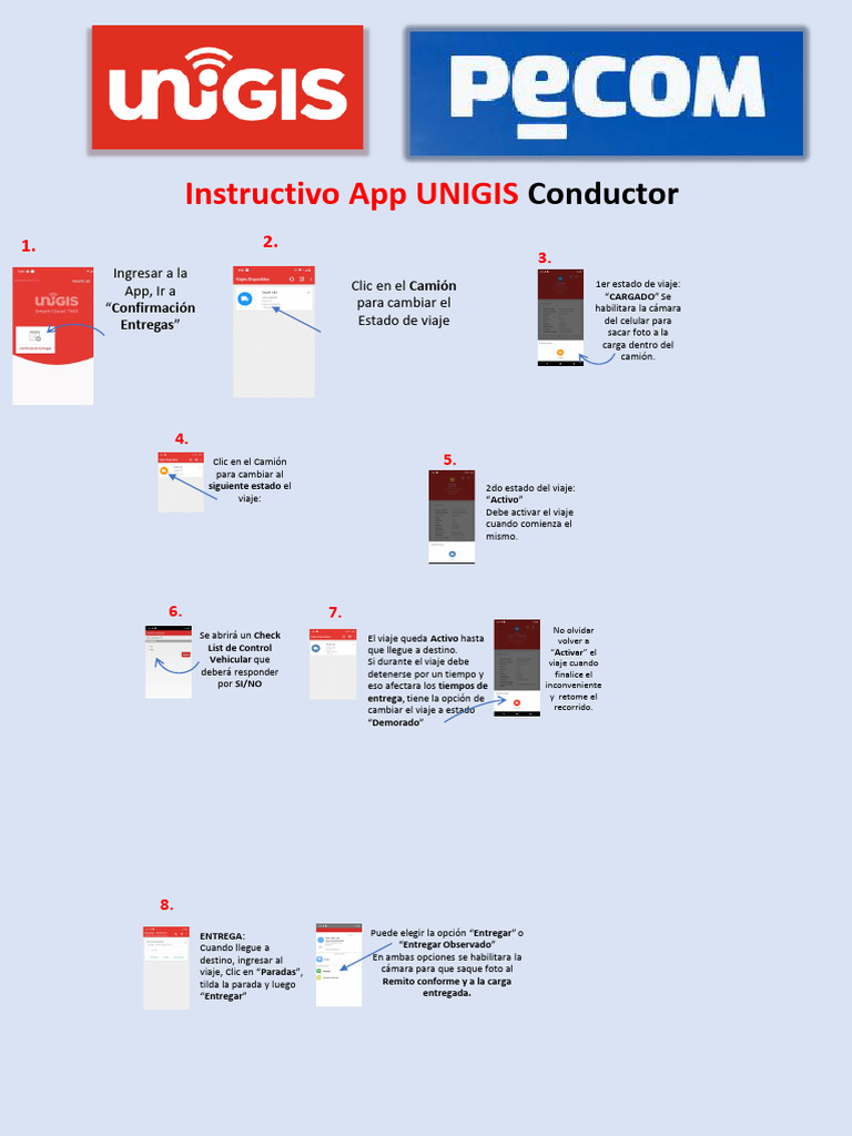 Instructivo App UNIGIS para Conductores | PDF