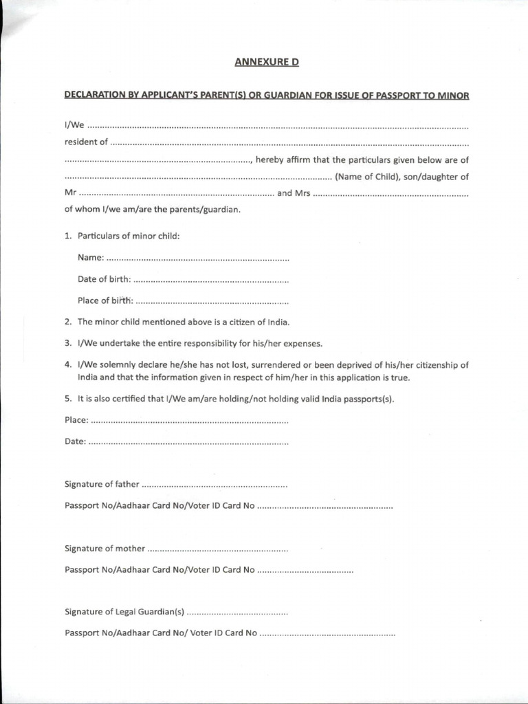 Annexure-D Form | PDF