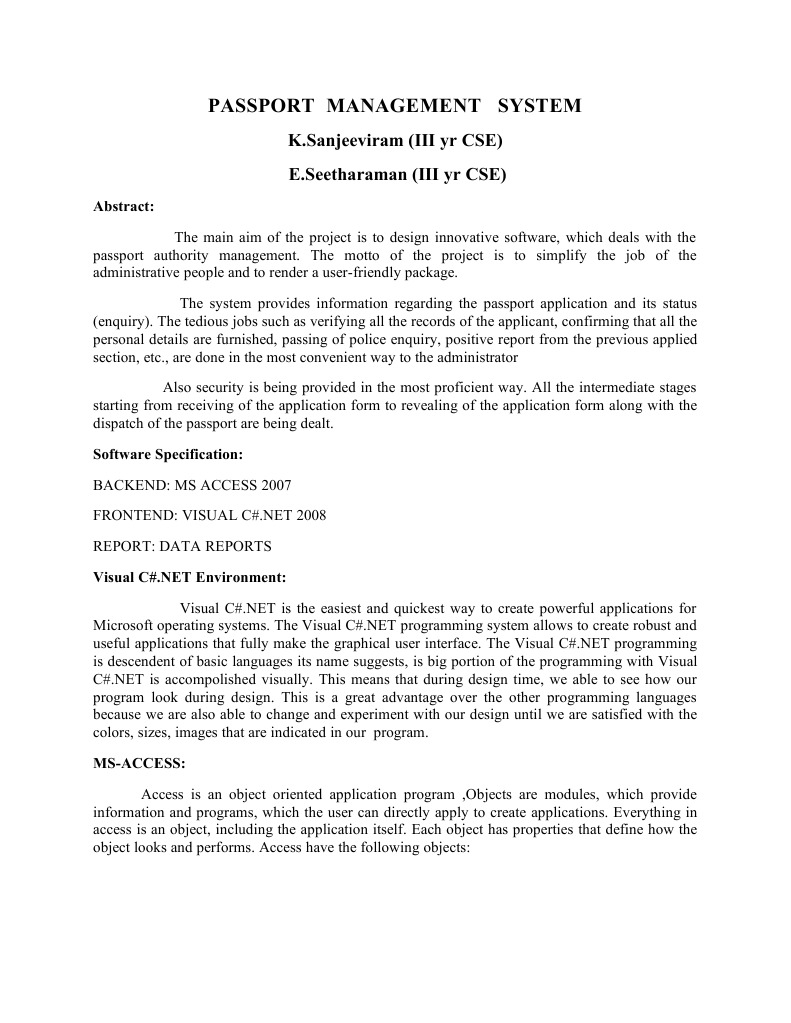 Automated Passport Management System: A User-Friendly Software Solution ...