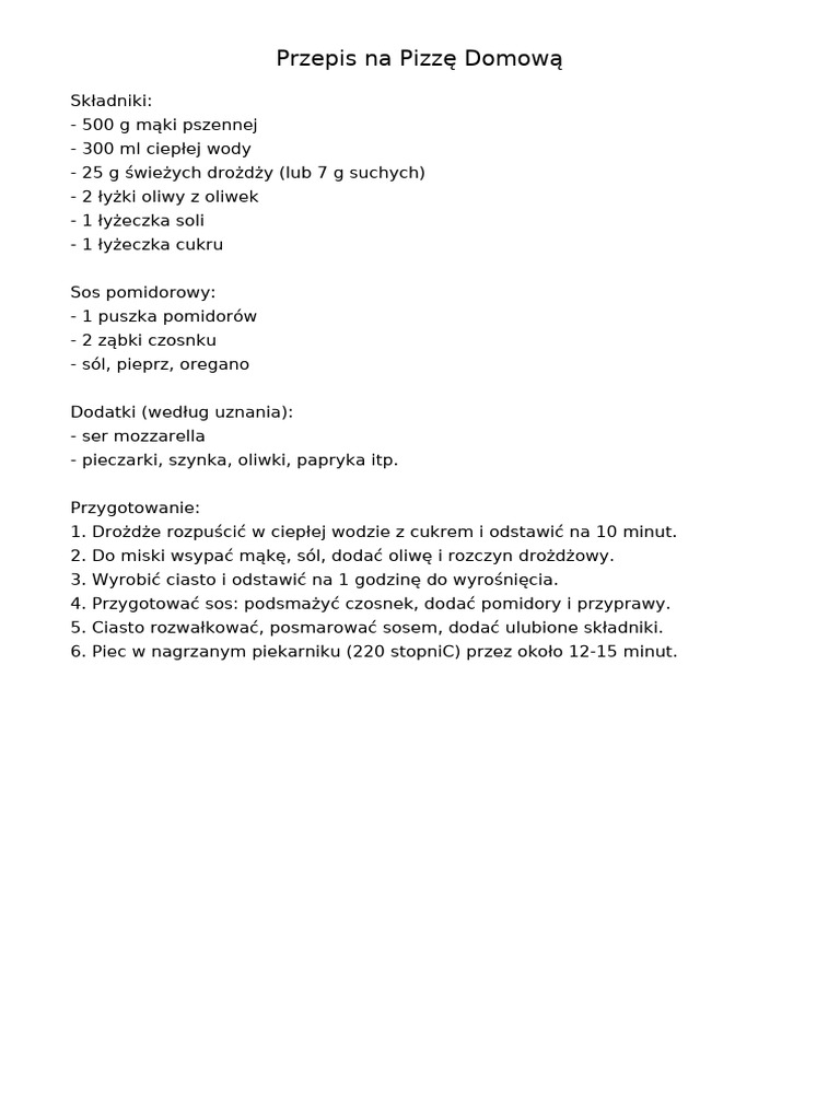 Pizza Przepis | PDF