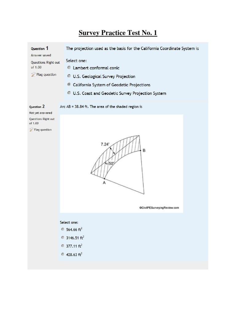 Test No.1 Surveying | PDF