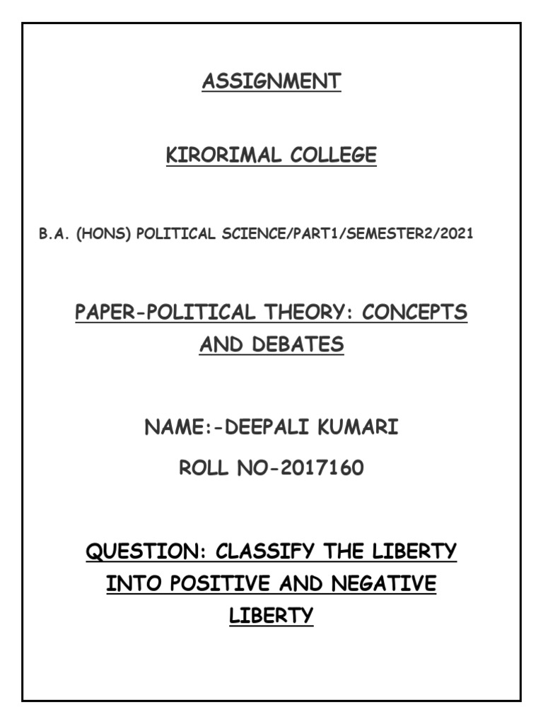 Negative and Positive Liberty | PDF | Liberty | Political Freedom