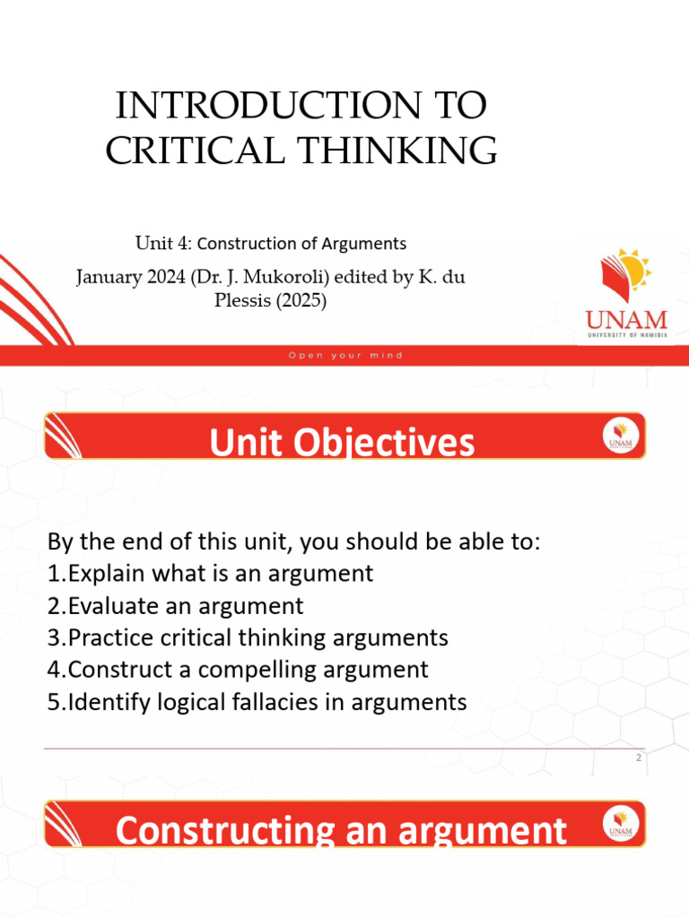 UnitLesson 4 Constructing Arguments-1 | PDF | Argument | Logical Consequence