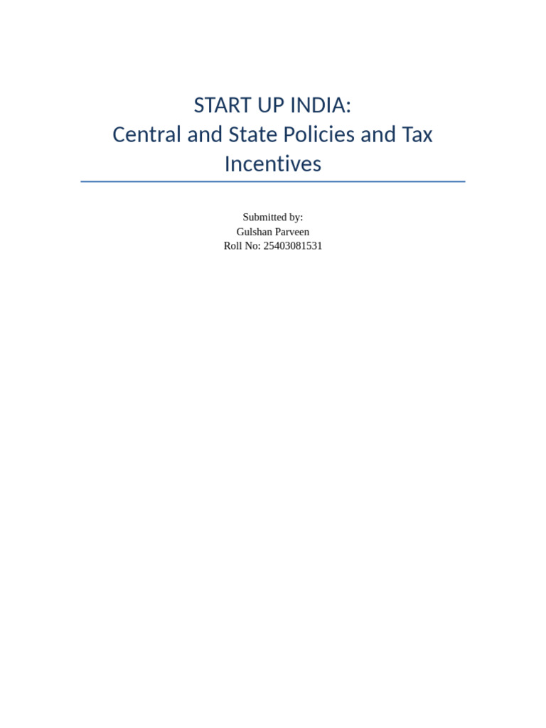 Startup India Project Partial | PDF