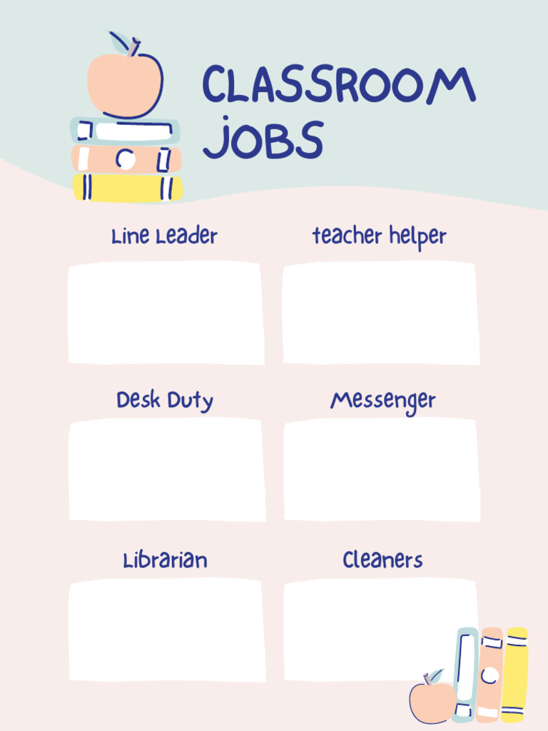 Pastel School Classroom Jobs Poster | PDF