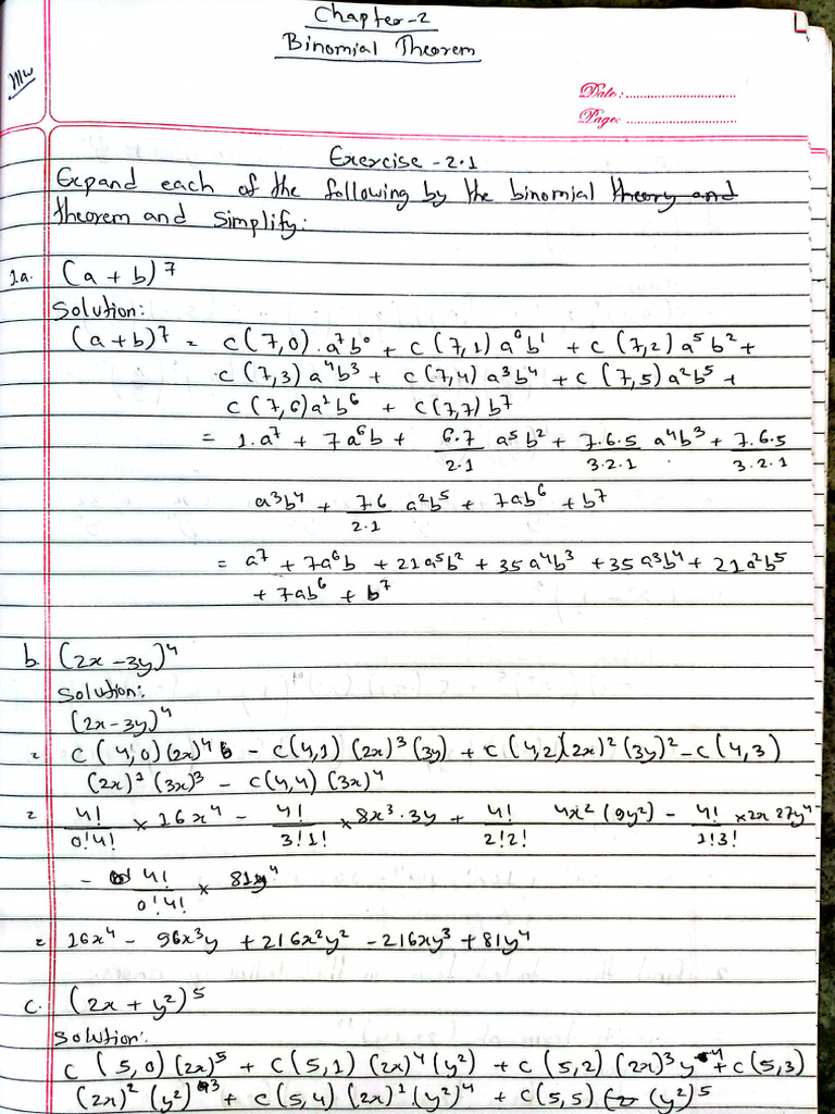 Class 12 Binomial Theorem Ex-2.1 | PDF