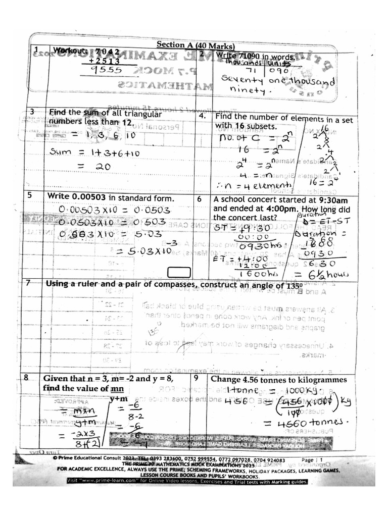 Prime MTC Mock MG | PDF