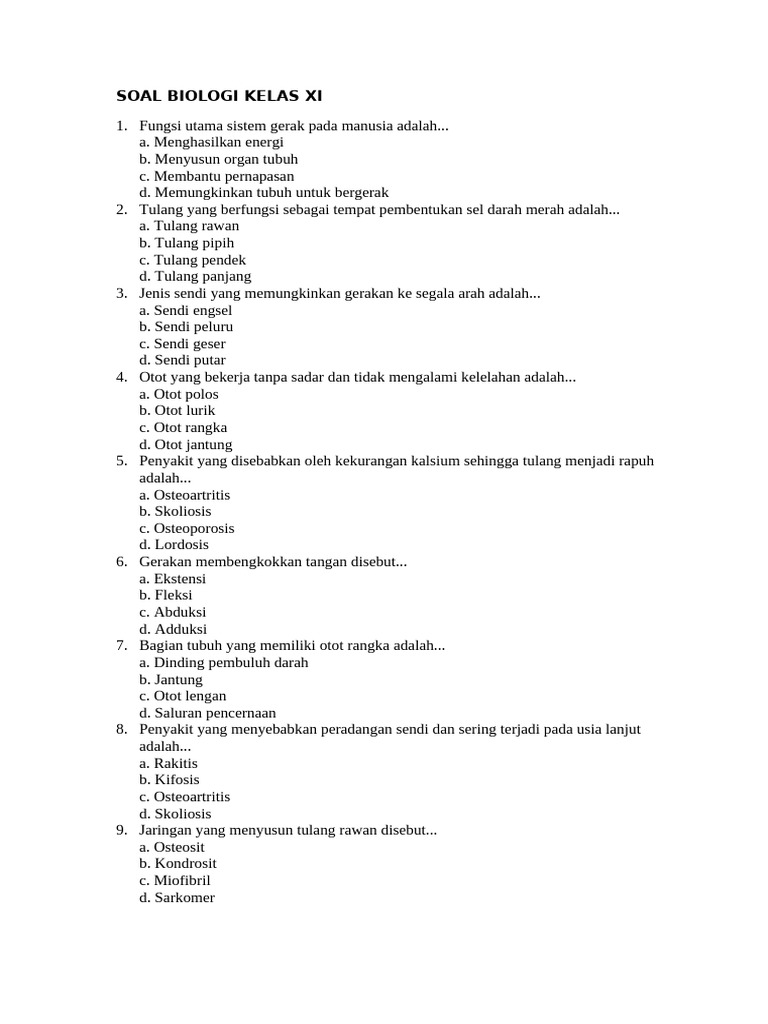 Soal Biologi Kelas XI | PDF