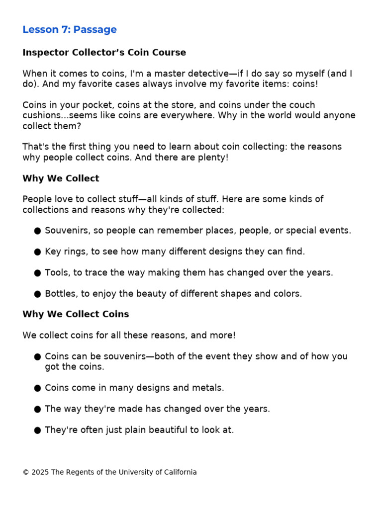 Lesson 7: Inspector Collector's Coin Course | PDF | Coins | Lydia