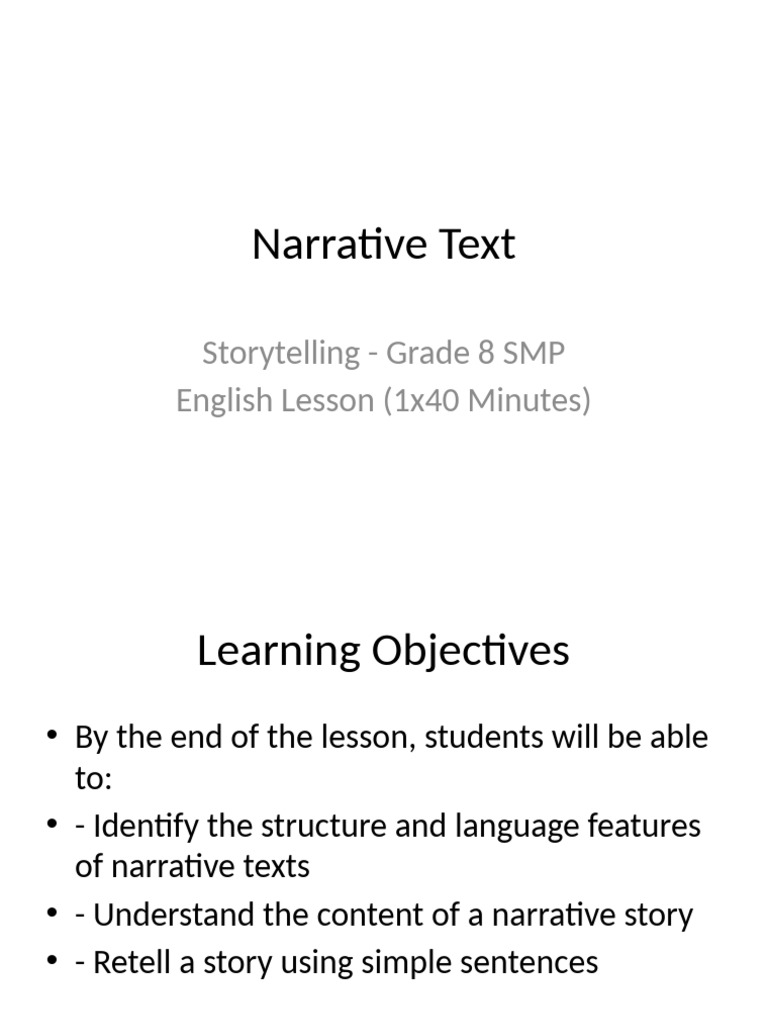 Grade 8 Narrative Storytelling Lesson | PDF