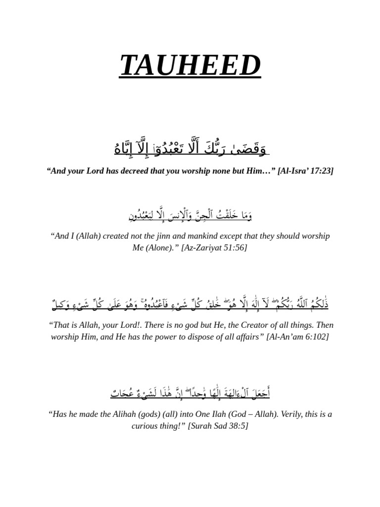 Verses Abt Tauheed and Shirk | PDF | God In Islam | Theology