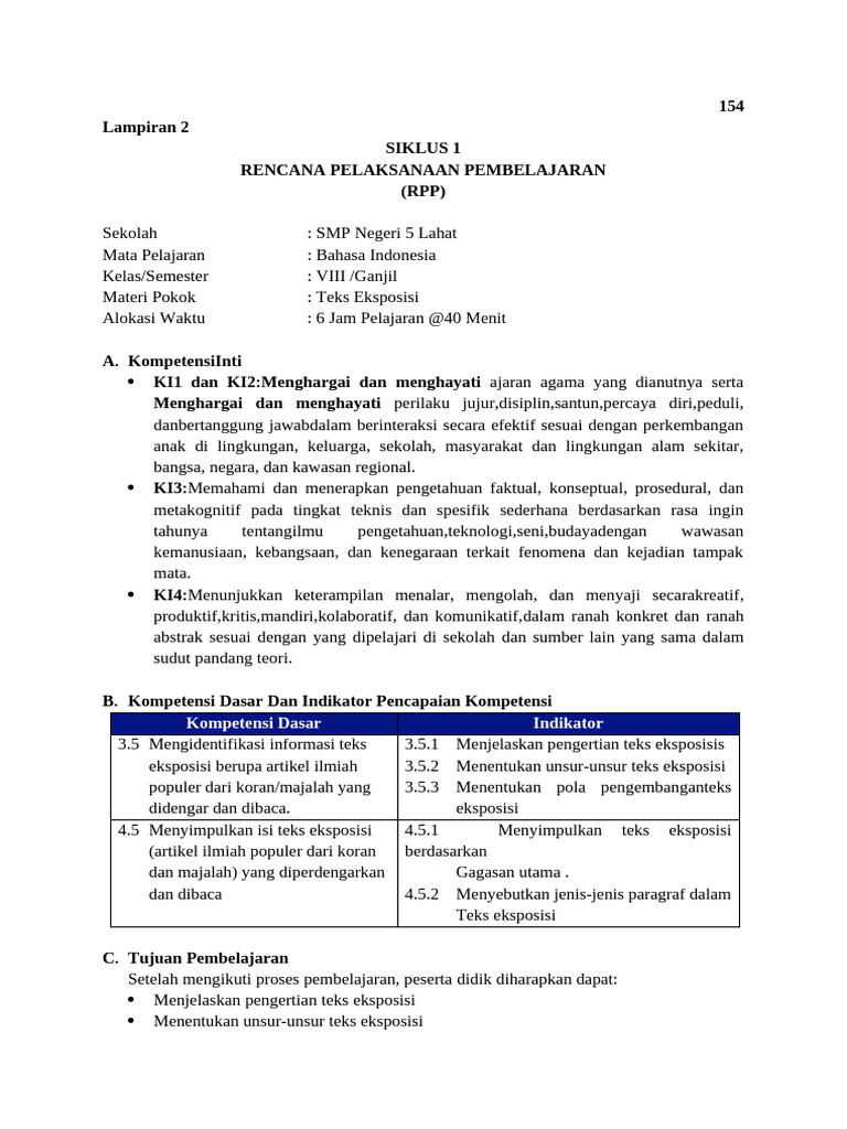 Lampiran 2 RPP SIKLUS 1 | PDF