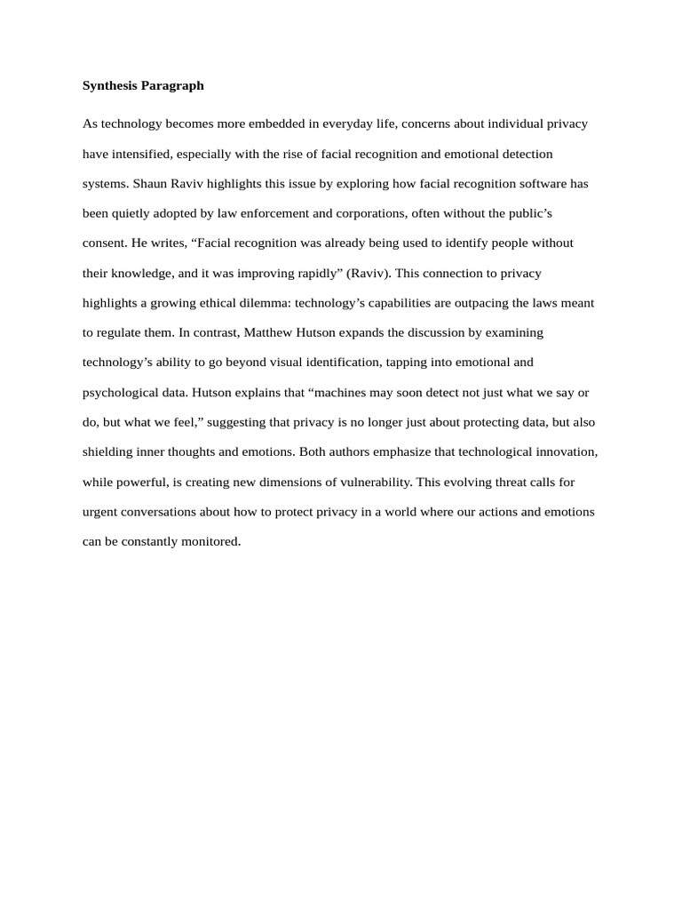 Synthesis Paragraph | PDF