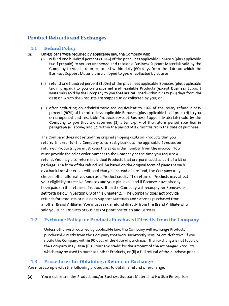 Product Return and Exchange Guidelines | PDF | Receipt | Credit Card