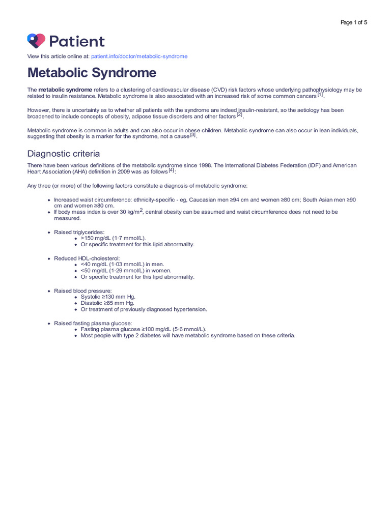 Reading Material Metabolic Syndrome | PDF | Metabolic Syndrome ...