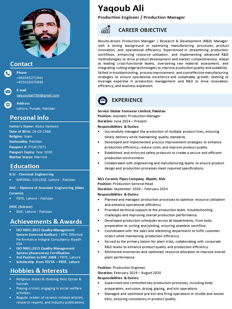 Yaqoub Ali Resume - E | PDF | Pakistan | Business