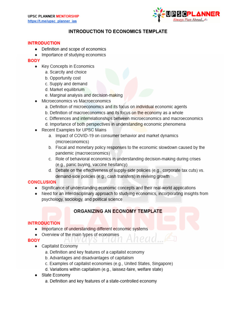 Economy Template by UPSCPLANNER | PDF | Agriculture | Green Revolution