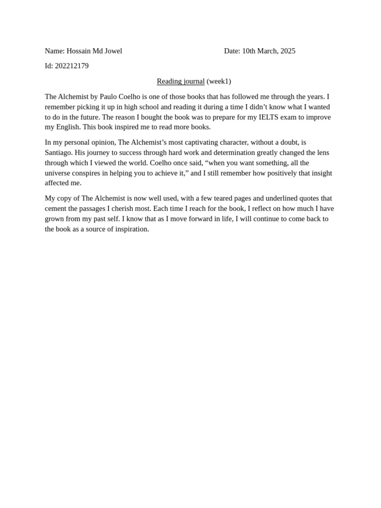 Reading Journal1 | PDF