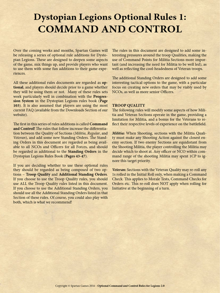Blog 2 Legions Command and Control Optional Rules | PDF | Military ...