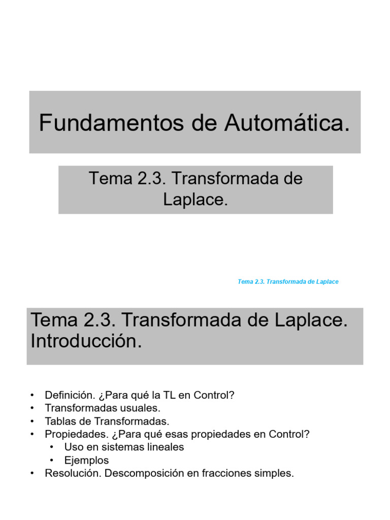 T2.3 Transformada de Laplace 24-25 Pepcan v00 | PDF | Transformada de Laplace | Ecuaciones