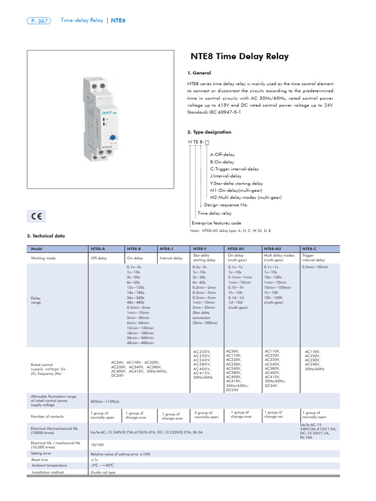 7-NTE8-Time-delay Relay-Catalog | PDF | Mains Electricity | Alternating ...