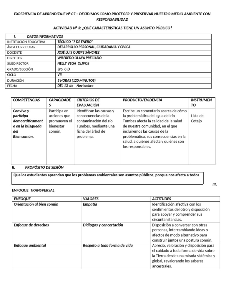Sesion 01 - Exp. 7 Dpcc 2do | PDF | Iniciativa empresarial | Evaluación