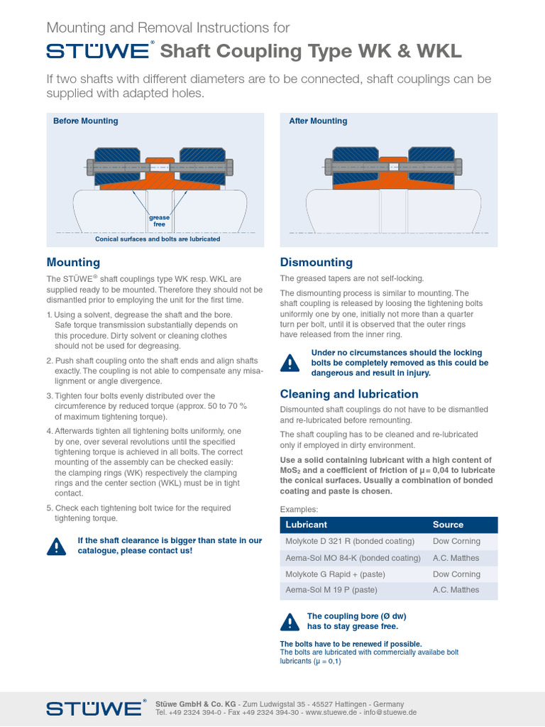 Mounting-Instruction Shaft-Coupling Type WK and WKL | PDF | Screw | Manufactured Goods