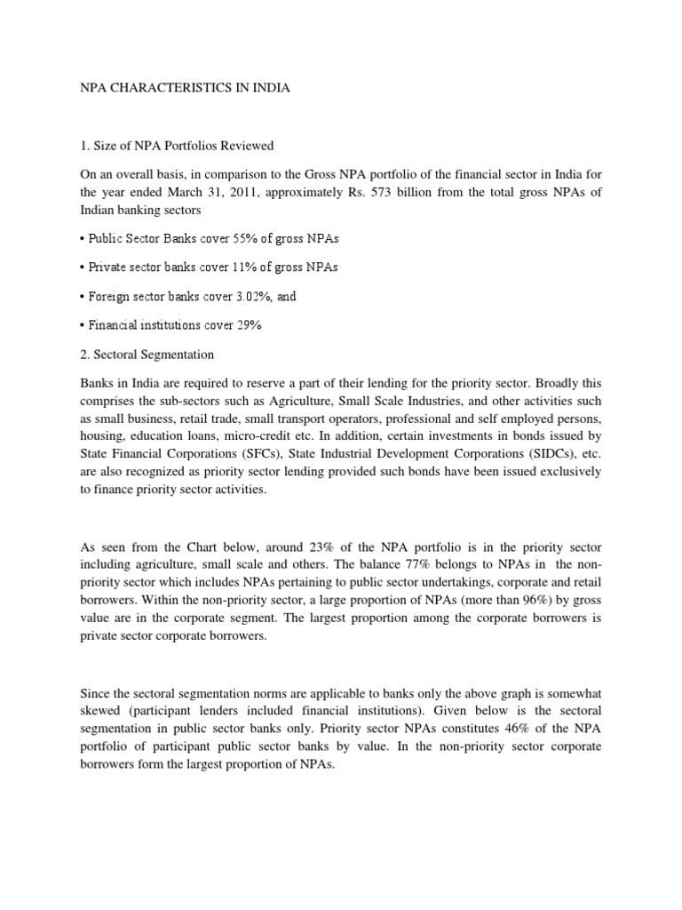 Npa Characteristics in India Caps | PDF | Banks | Money