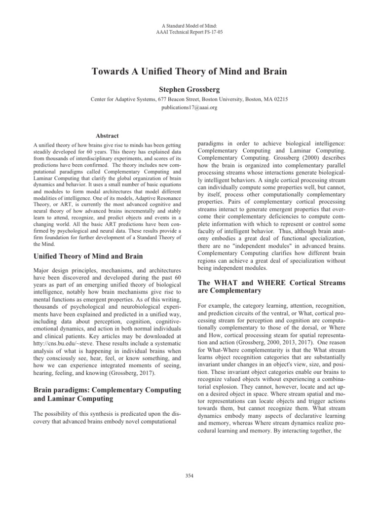 Supp1, Towards A Unified Theory of Mind and Brain | PDF | Consciousness ...