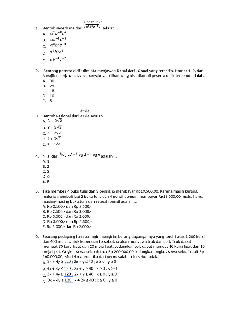 Soal PSAJ MTK 2025 | PDF