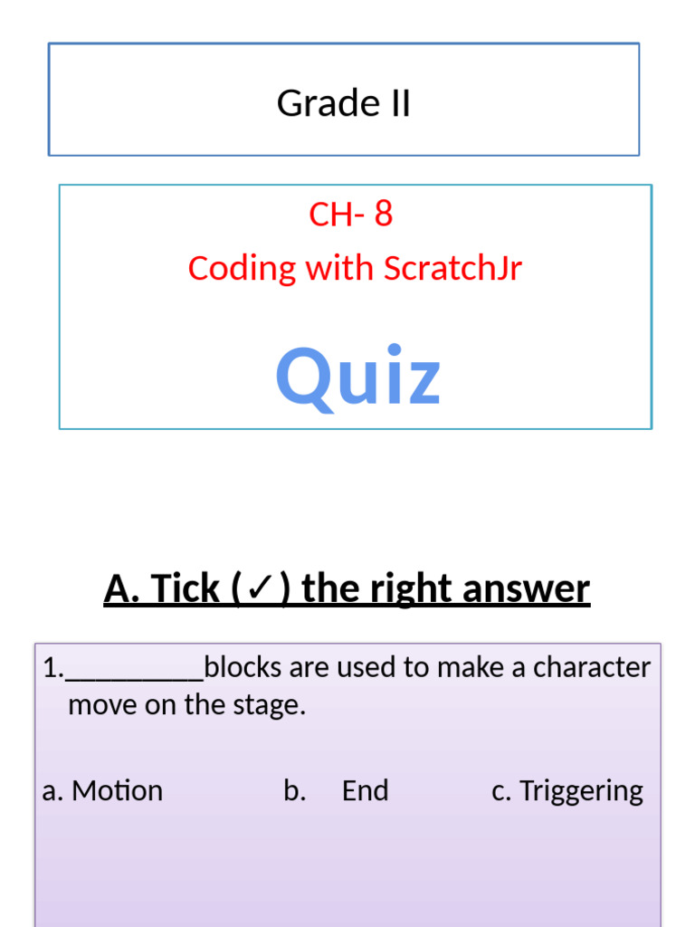 Grade 2 CH-8 Coding With Scratch JR | PDF