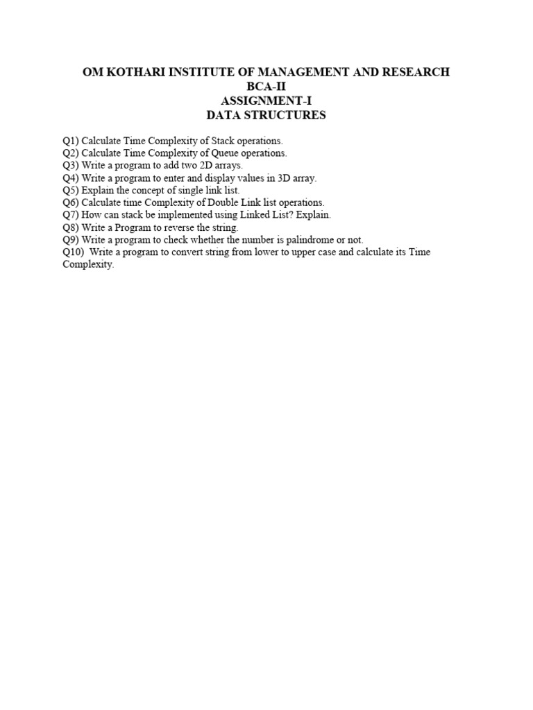 Data Structure BCA-II | PDF
