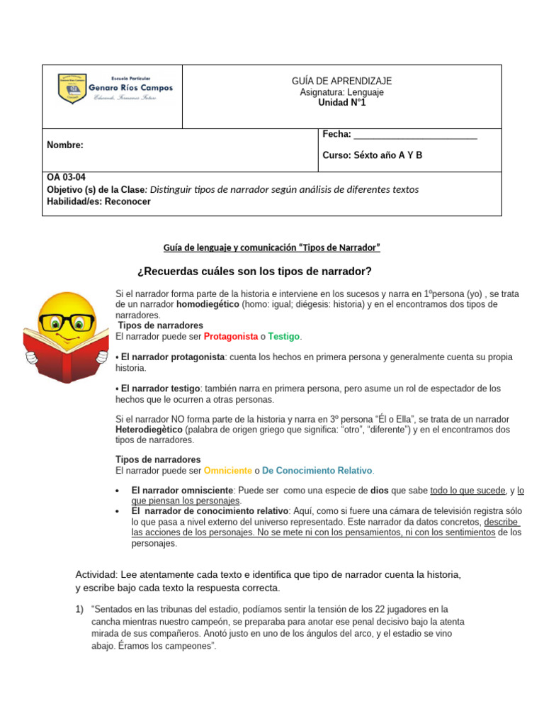 Guia Tipo de Narrador 2 | PDF