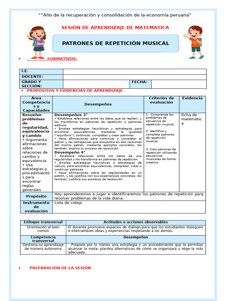 Patrones de Repetición Musical en Matemáticas | PDF | Aprendizaje ...