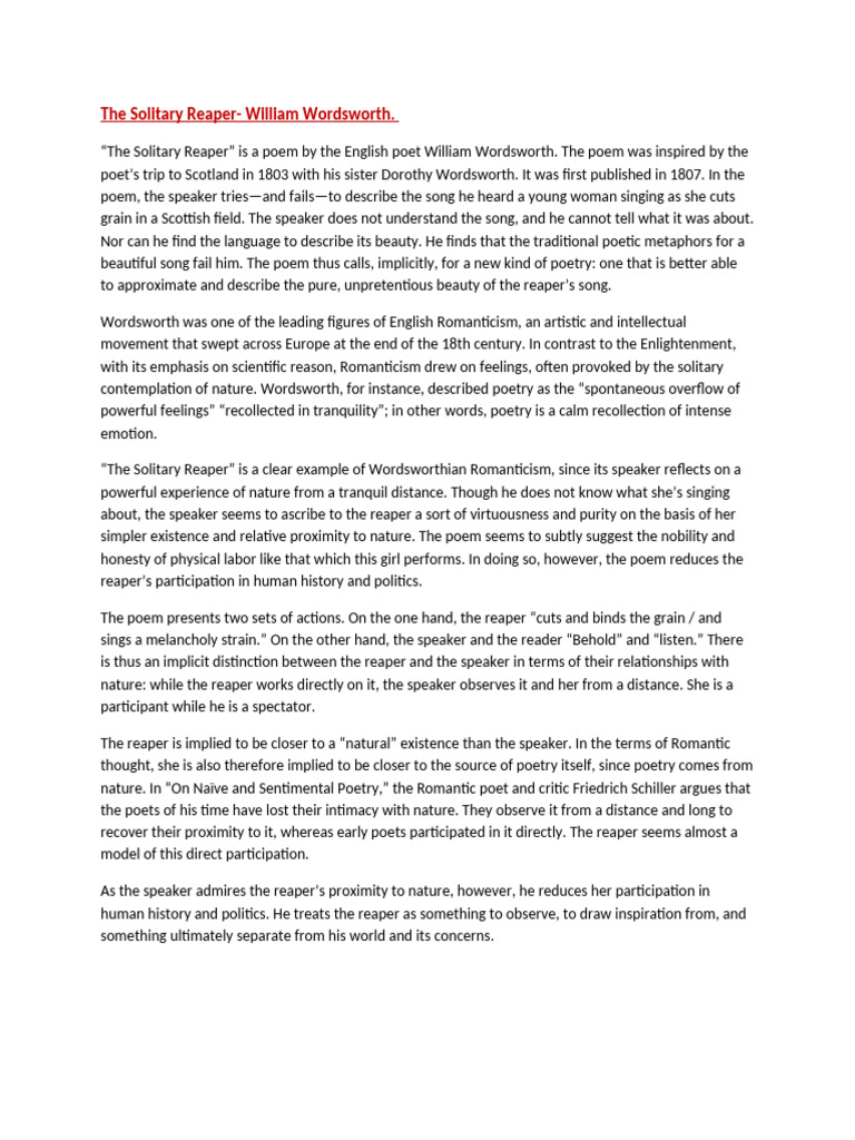 Analysis of Wordsworth and Coleridge's Poems | PDF | William Wordsworth ...