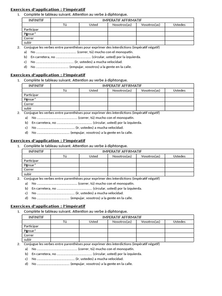 Ejercicios de Imperativo en Español | PDF